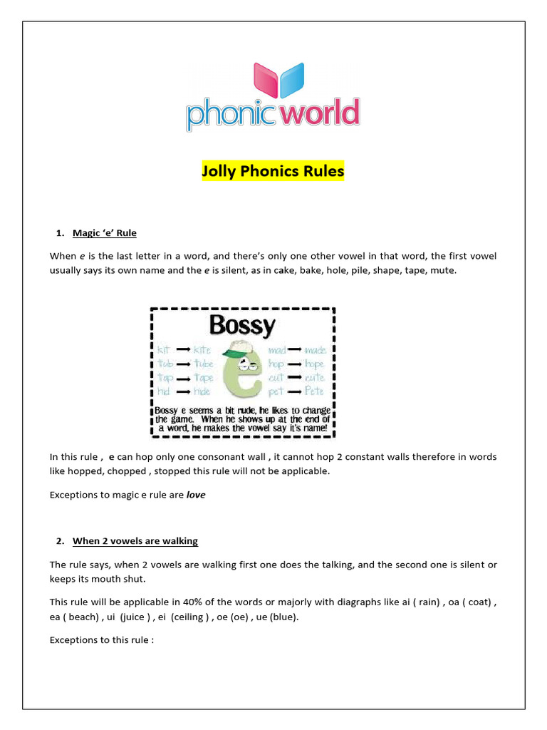 Phonic Rules - Komal | PDF | Consonant | Vowel