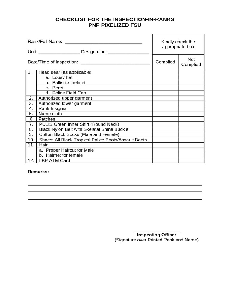 Checklist For PIXILIZED FSU | PDF