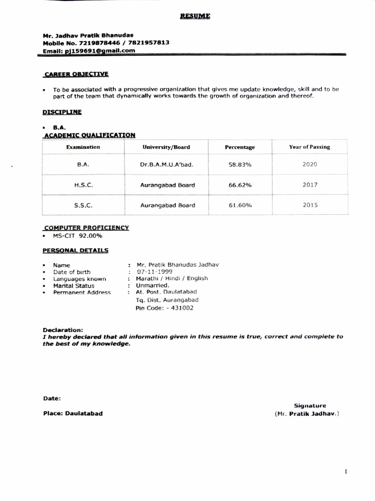 Resume Pratik Jadhav | PDF