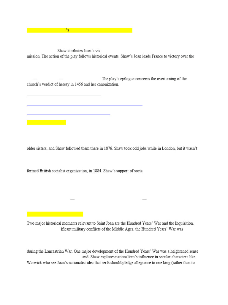 Summary of Shaw's Saint Joan | PDF | Inquisition | George Bernard Shaw