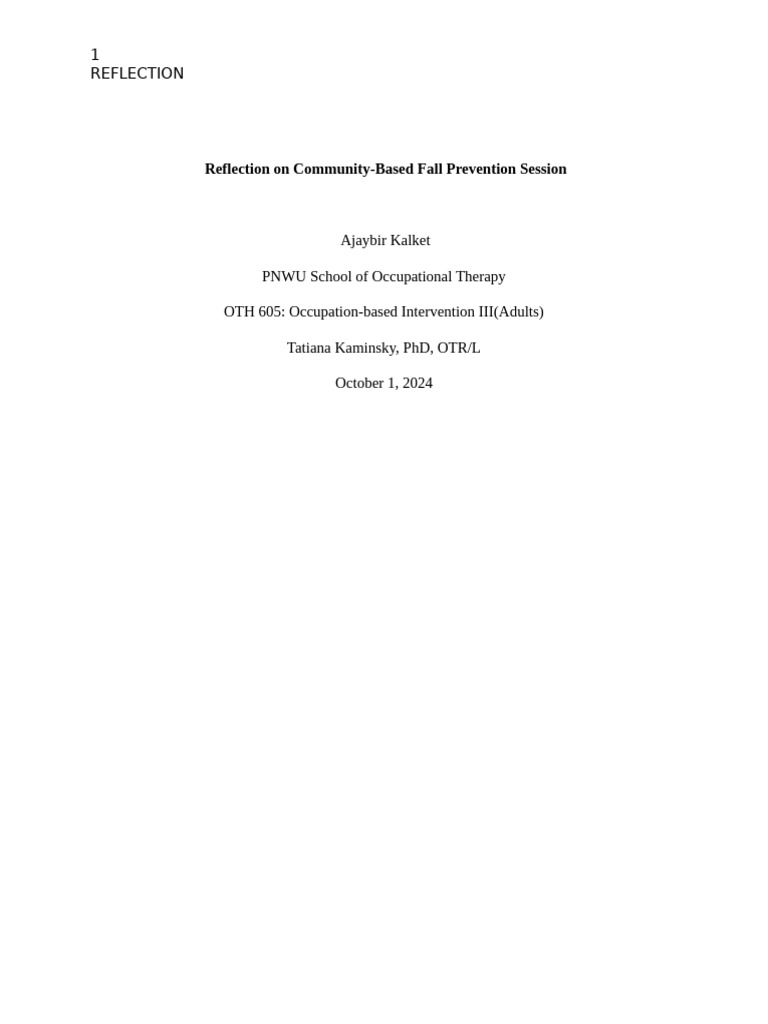 Reflection On Community A - Jay Final | PDF | Risk | Psychology