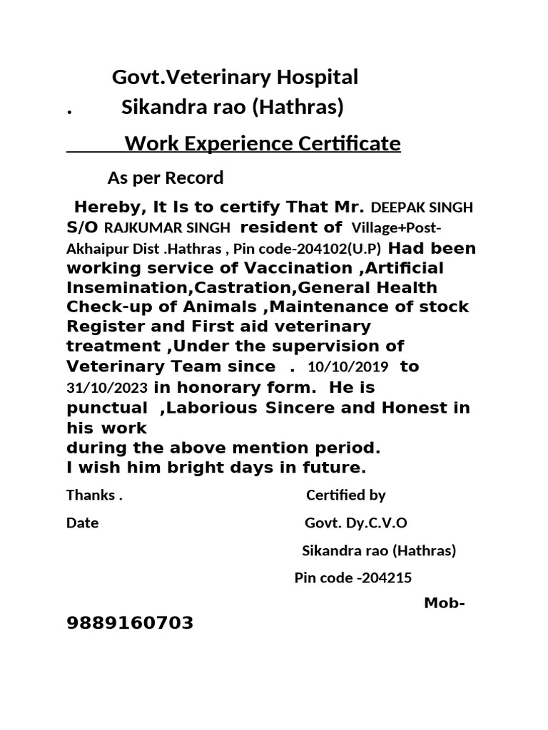 Veterinary Experience | PDF