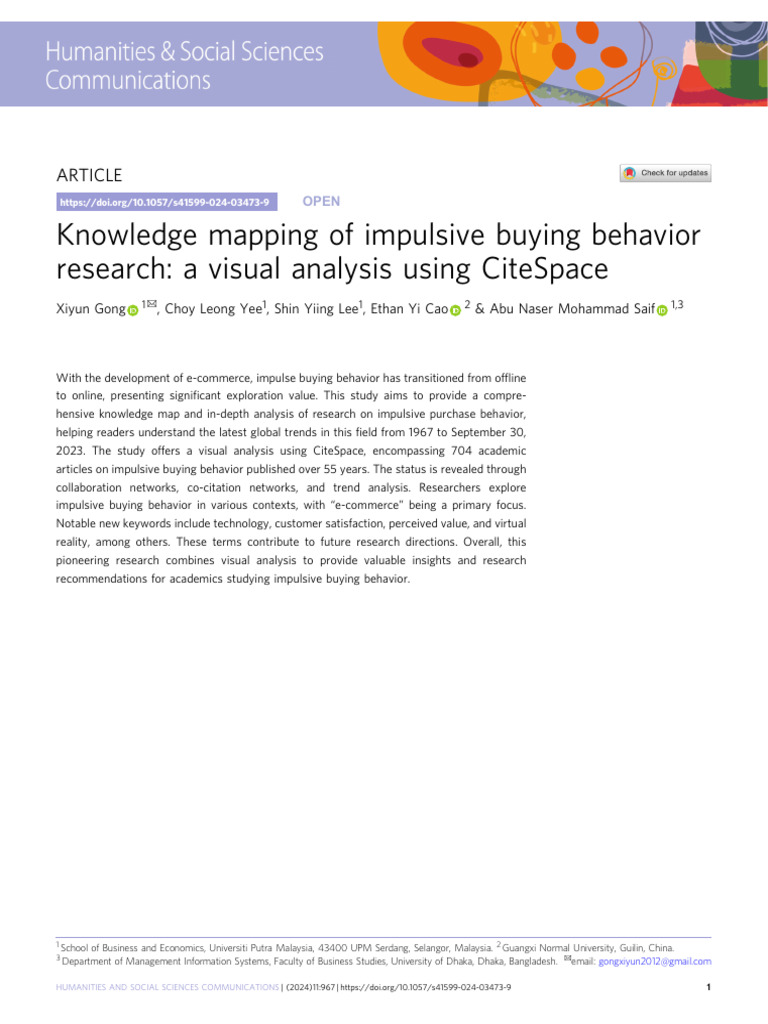 Knowledge Mapping of Impulsive Buying Behavior Research: A Visual ...