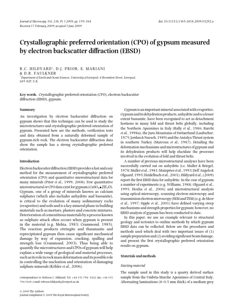EBSD Analysis of Gypsum CPO | PDF | Scanning Electron Microscope | Mineralogy