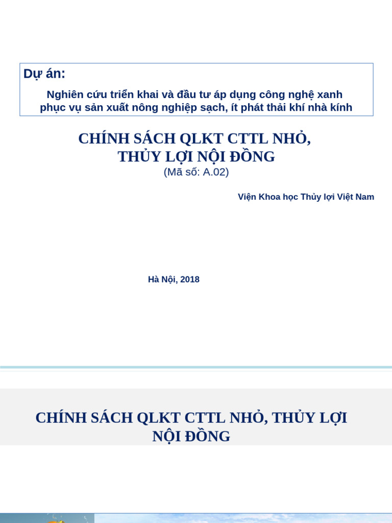 A02. Các chính sách về quản lý KTCT thủy lợi -2018 | PDF
