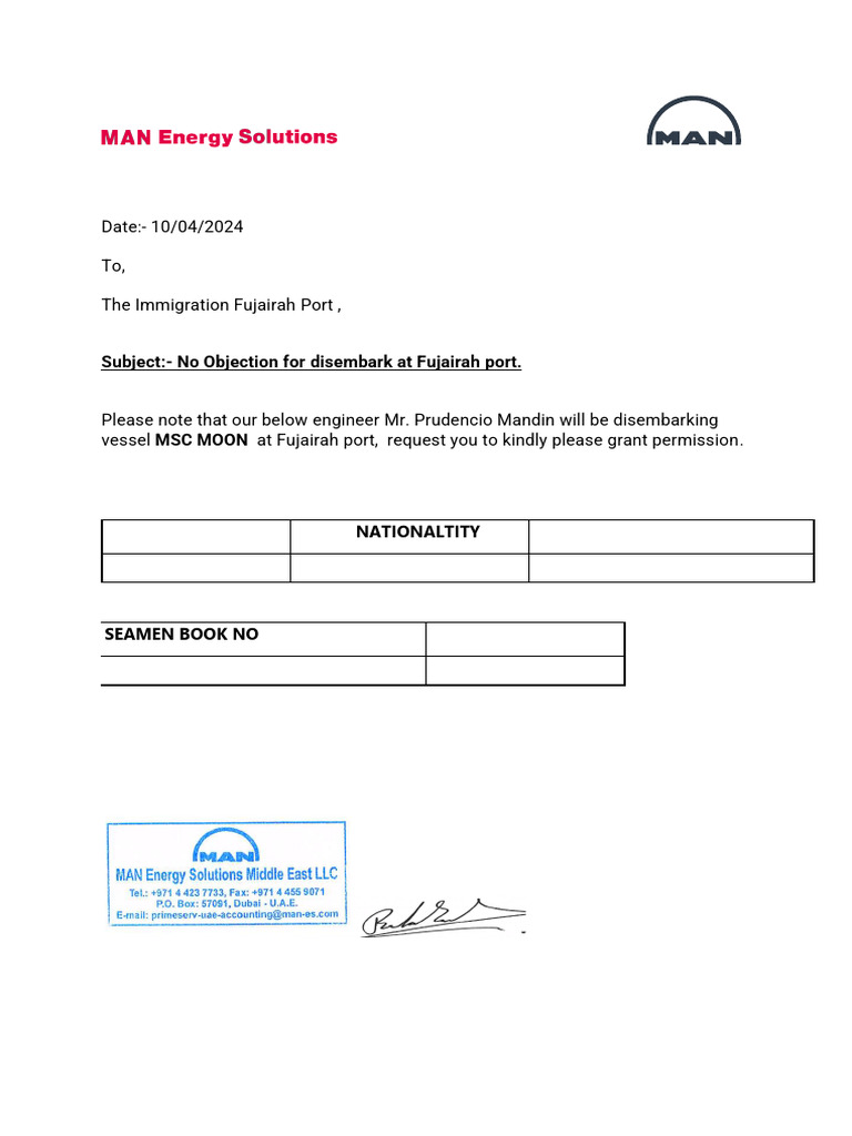 NOC Letter Format | PDF