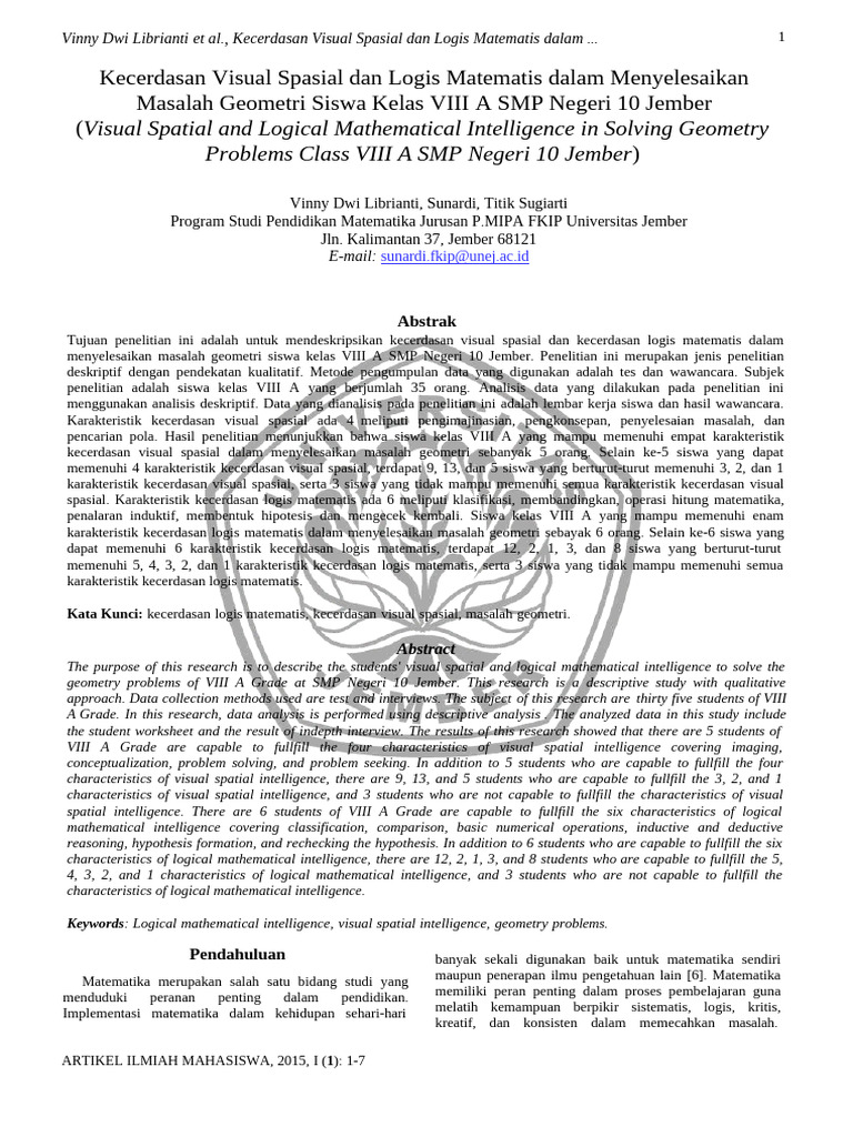 Kecerdasan Matematis Logis Dan Visual Spasial | PDF