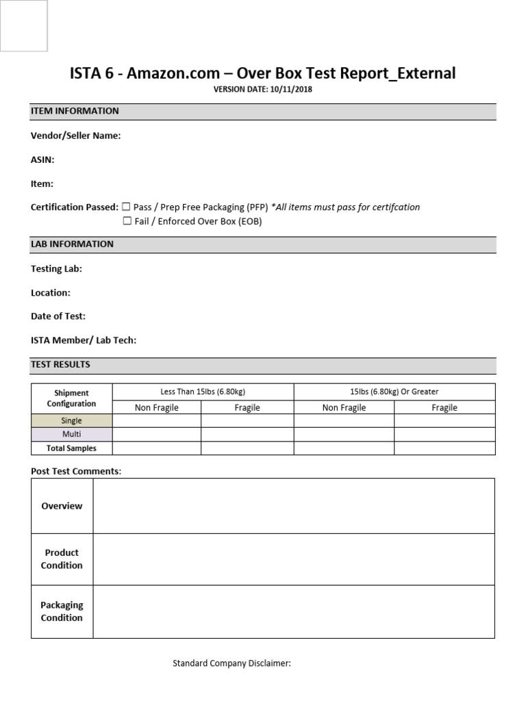 Ista 6 Amazon Com Overbox Test Report | PDF