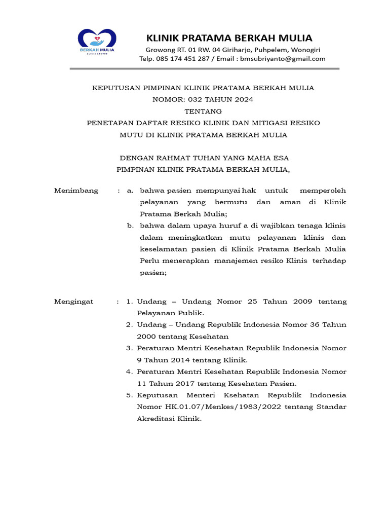 Mitigasi Risiko Klinik Berkah Mulia Pdf 7625