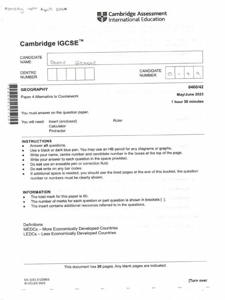 Geography 0460 42 May June 2023 | PDF