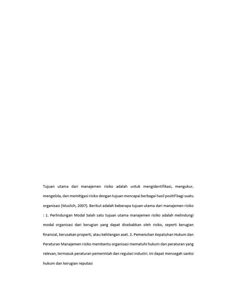 Manfaat Utama Manajemen Risiko | PDF