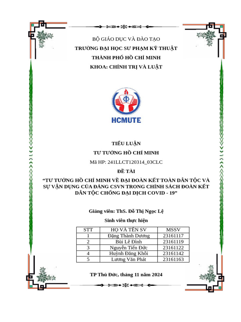 Tiểu Luận TTHCM | PDF