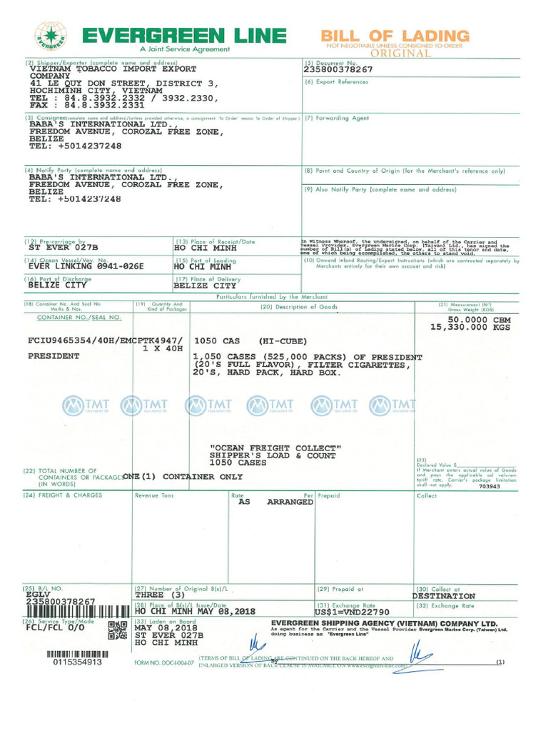 Bill of Lading | PDF