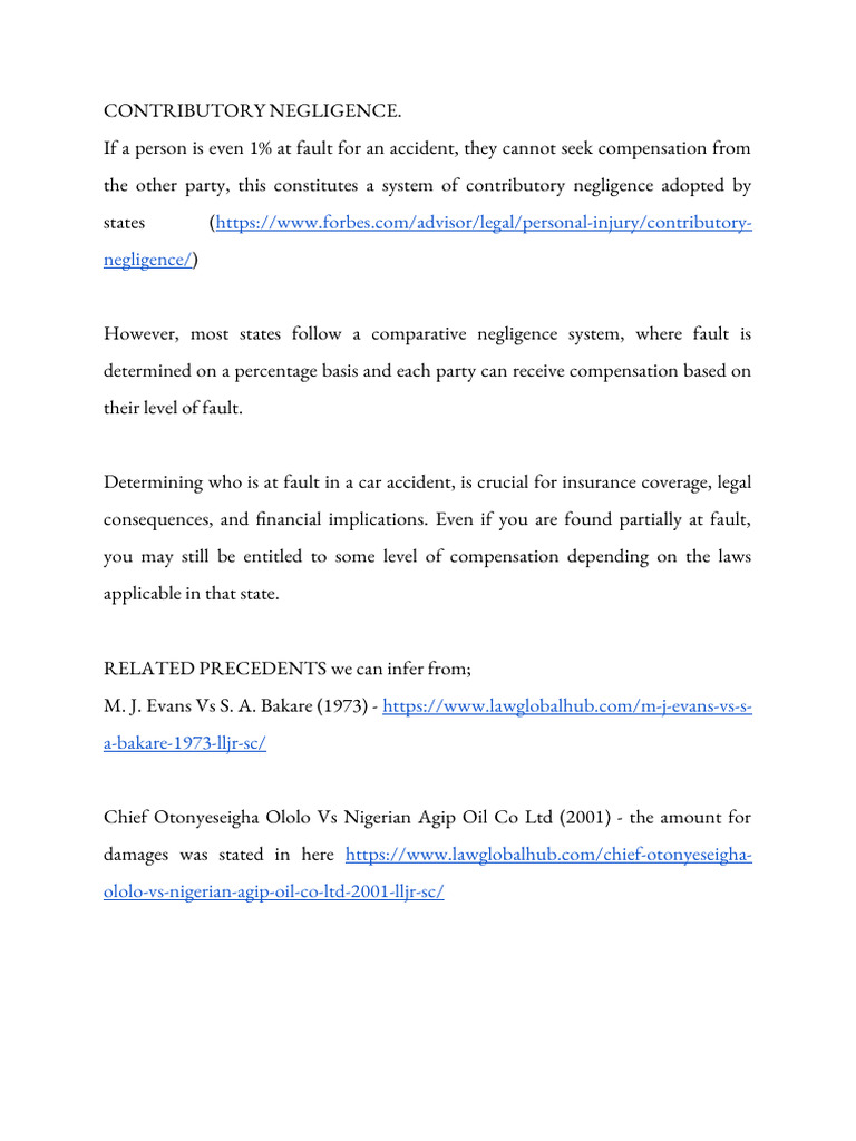 Understanding Contributory Negligence | PDF