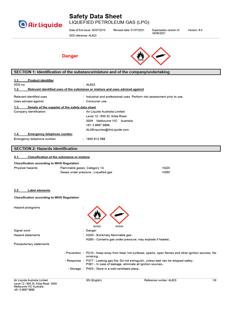 2026 IATA DGR: LPG Safety Data Sheet | PDF | Dangerous Goods ...