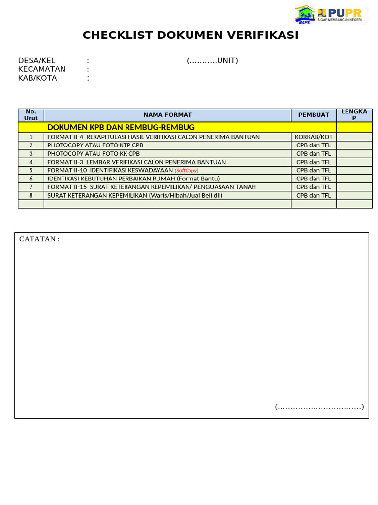Cheklist Verifikasi | PDF