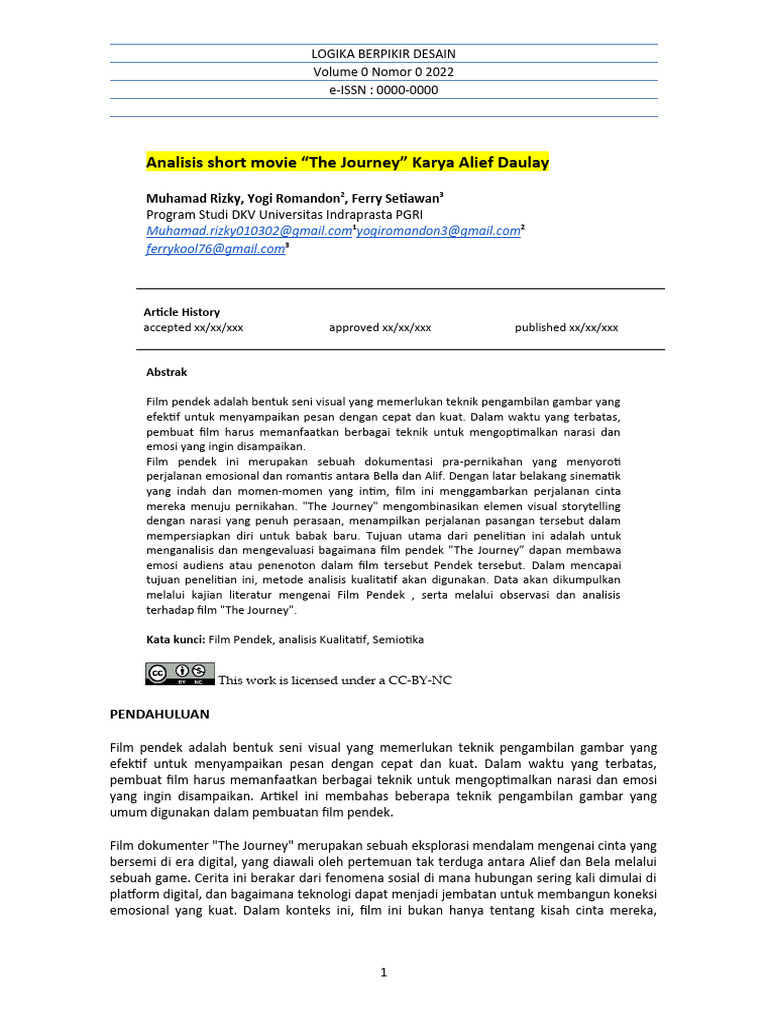 Analisis Short Movie "The Journey" Karya Alief Daulay | PDF