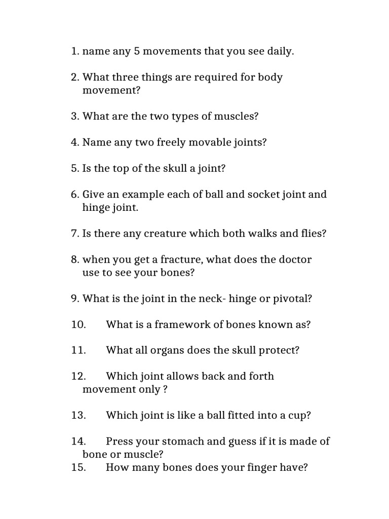 Body Movements Test | PDF