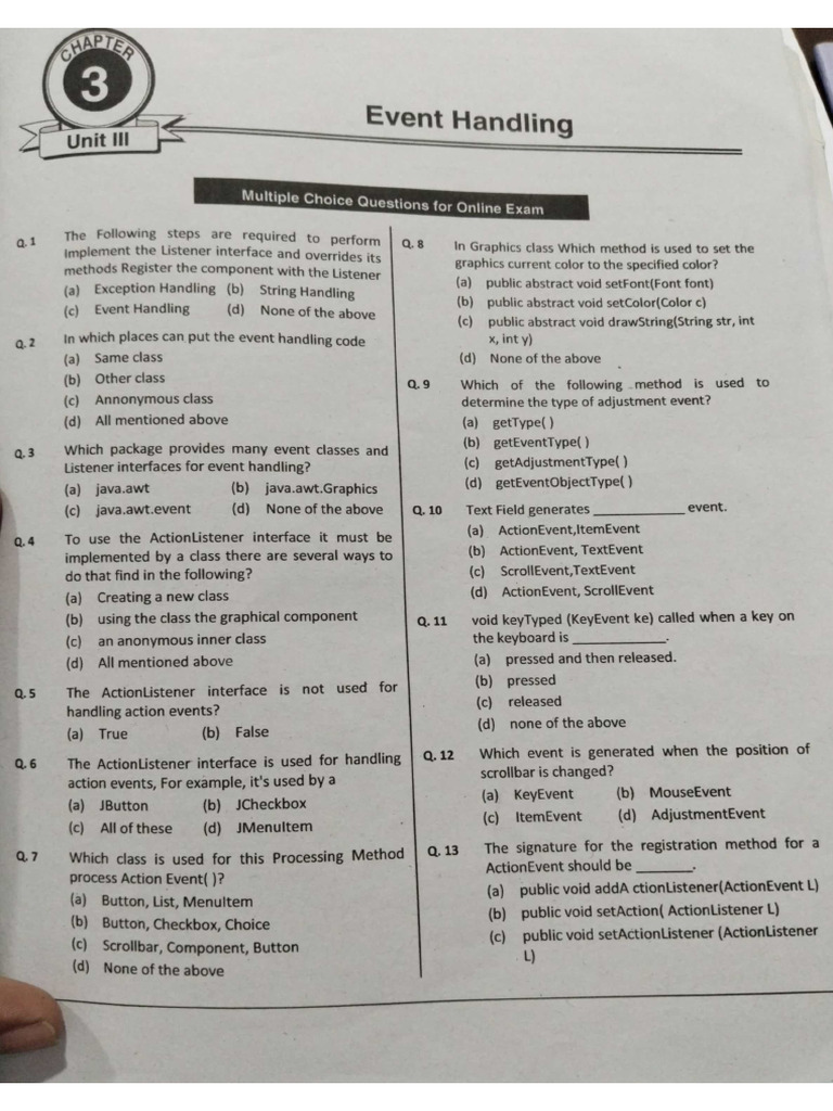 AJP 3rd 4th Unit MCQ Question | PDF