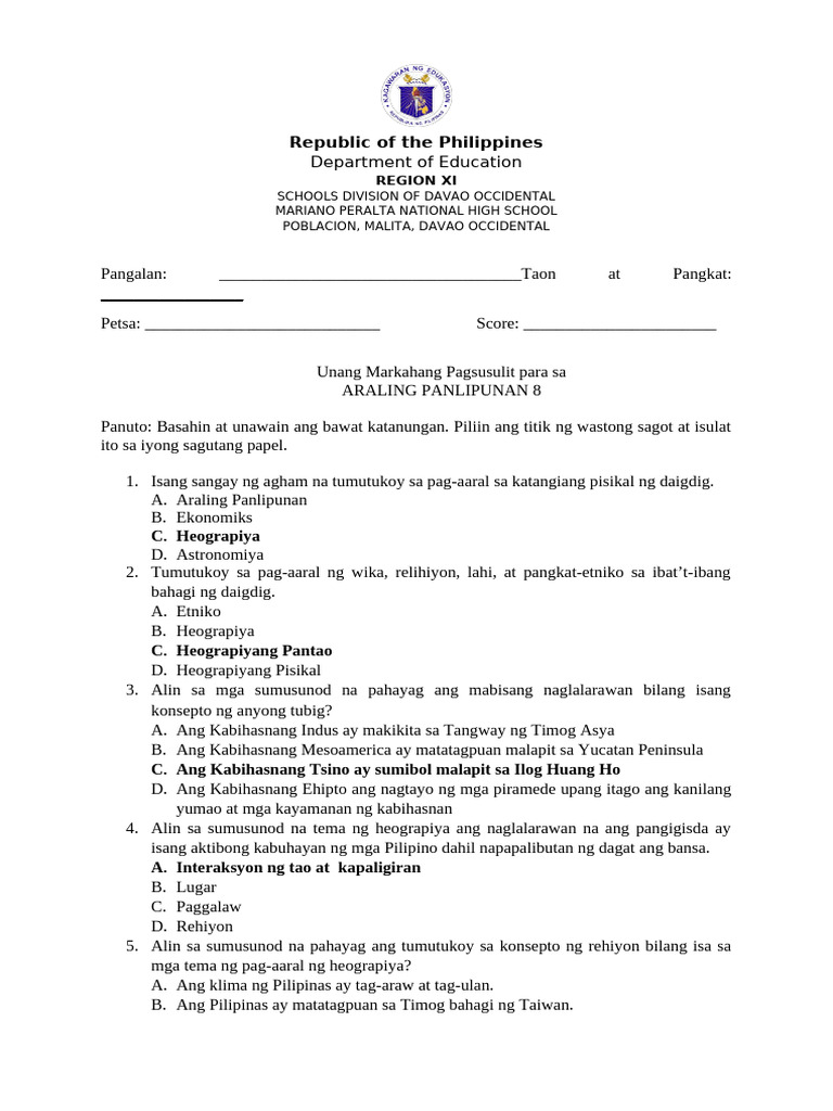 AP8 1st Quarter-Regular | PDF