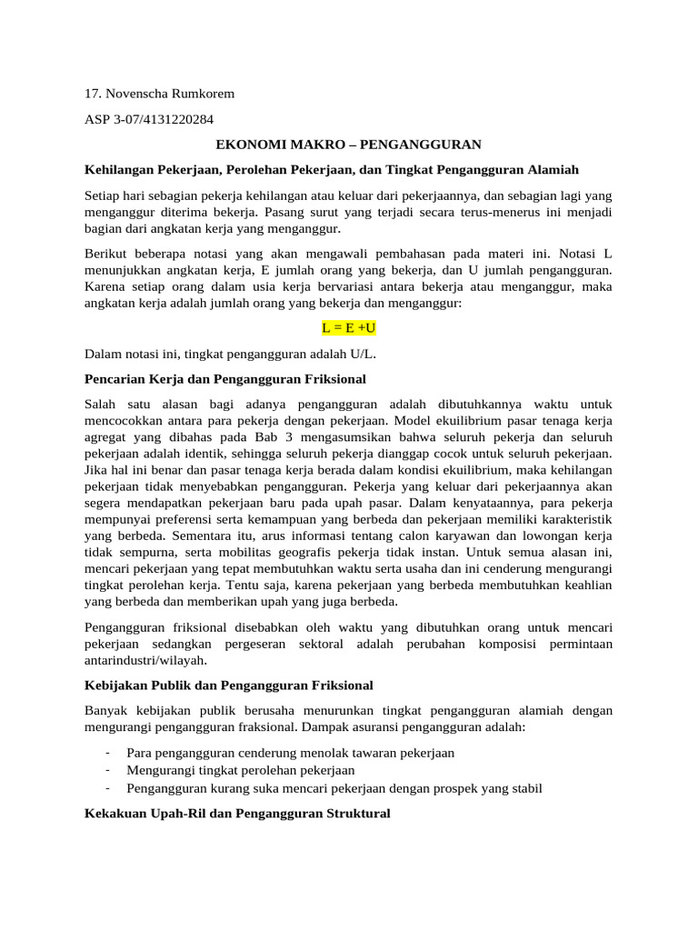 17 - Novenscha Rumkorem - Tugas Ekonomi Makro 3 | PDF