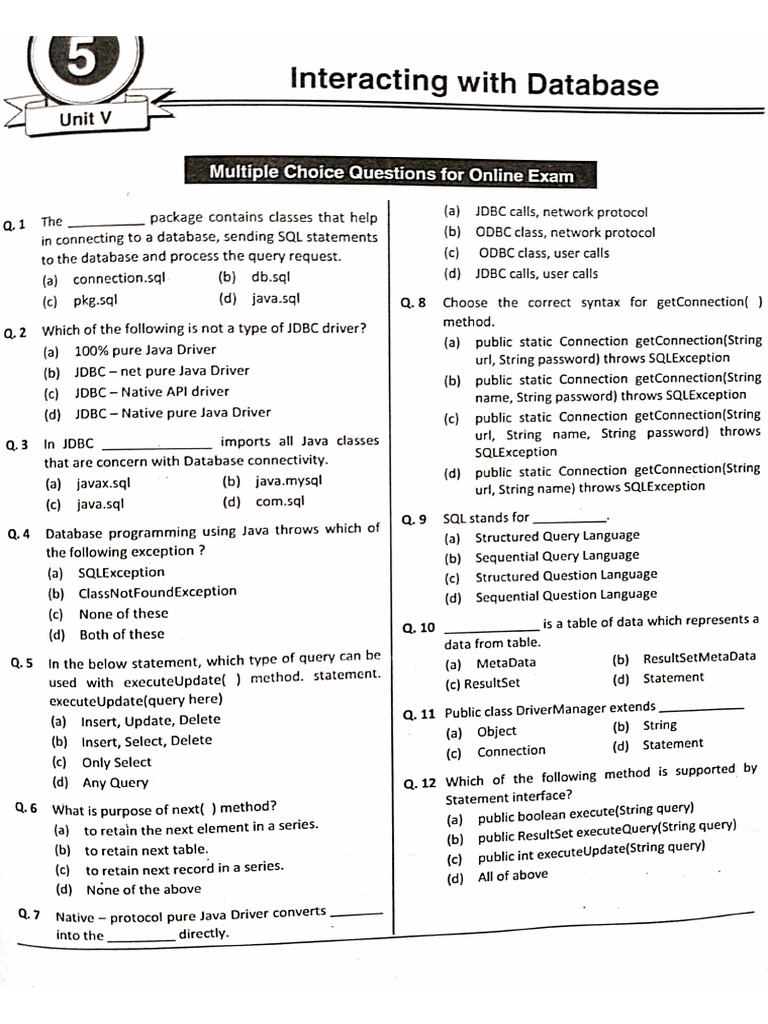 5 Unit MCQ With Answer | PDF