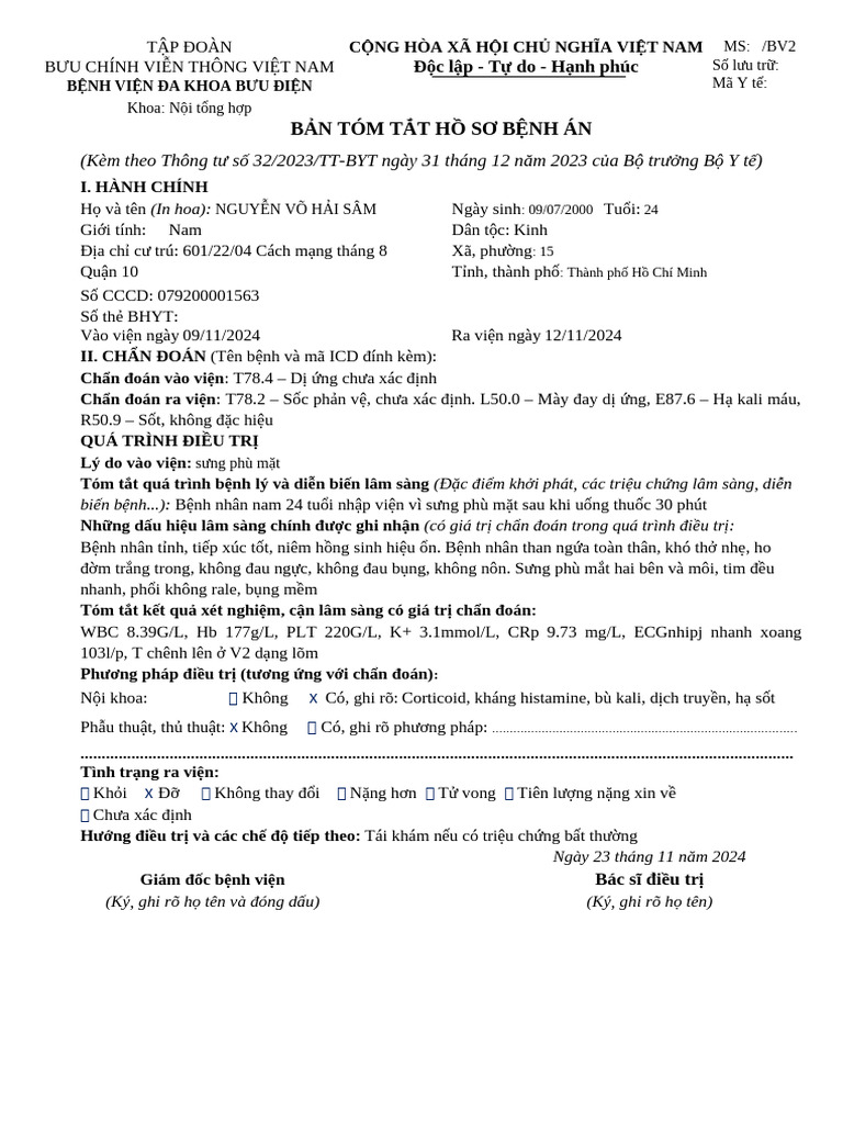 Ban Tom Tat Ho So Benh An C C (12.9) | PDF