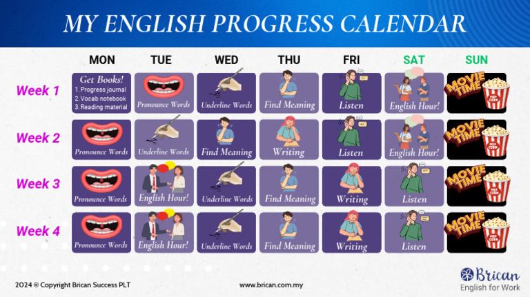 My English Progress Calendar | PDF