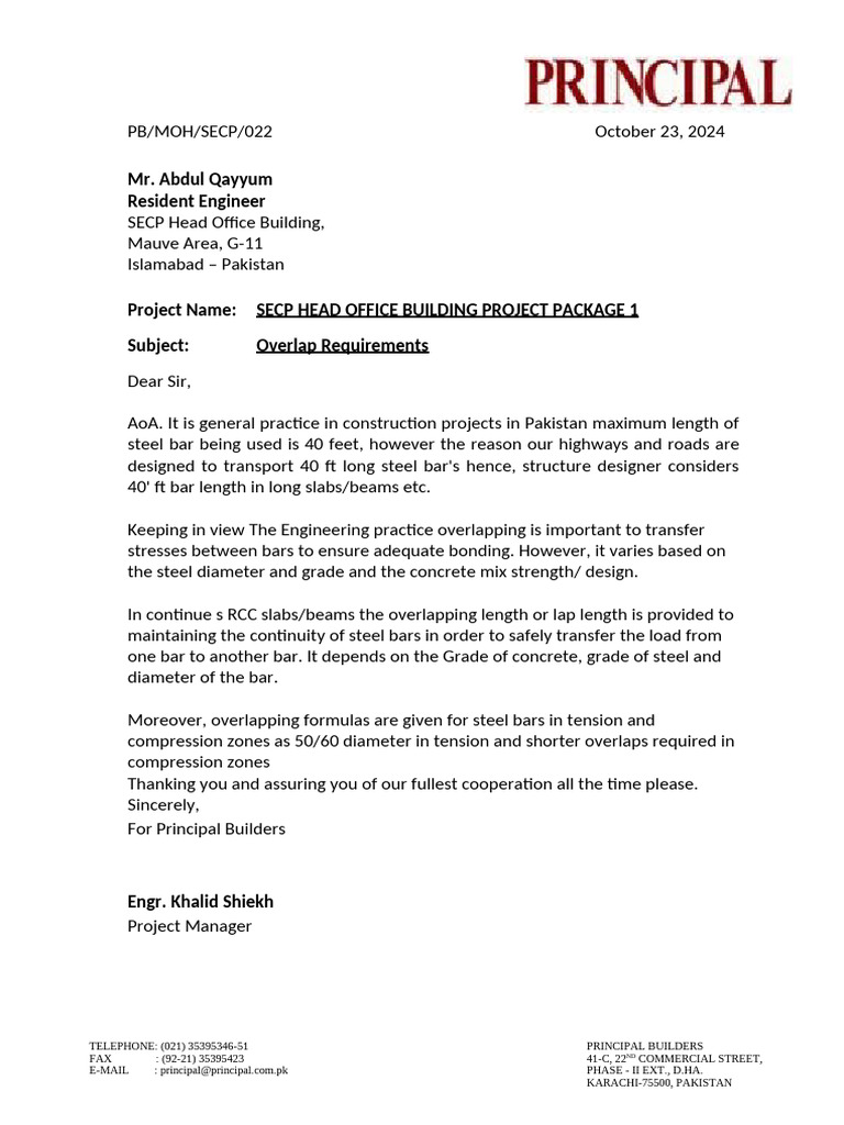 Overlap Requirement Letter | PDF
