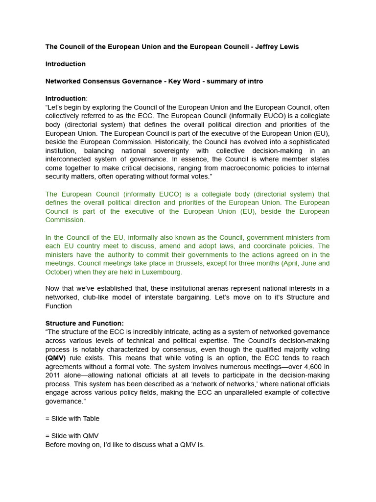 The Council of The European Union and The European Council - Jeffrey Lewis Networked Consensus ...