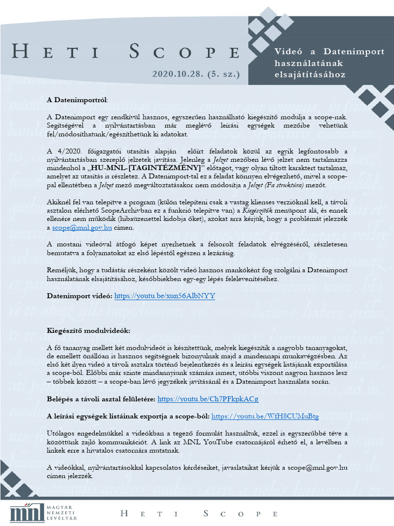 Heti Scope 5 Datenimport Hasznalata | PDF