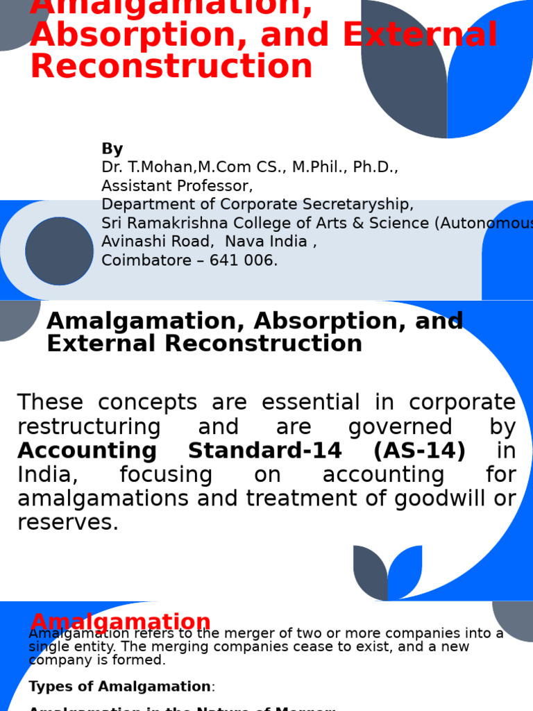 Unit III Amalgamation and Absorbtion | PDF | Consolidation (Business ...