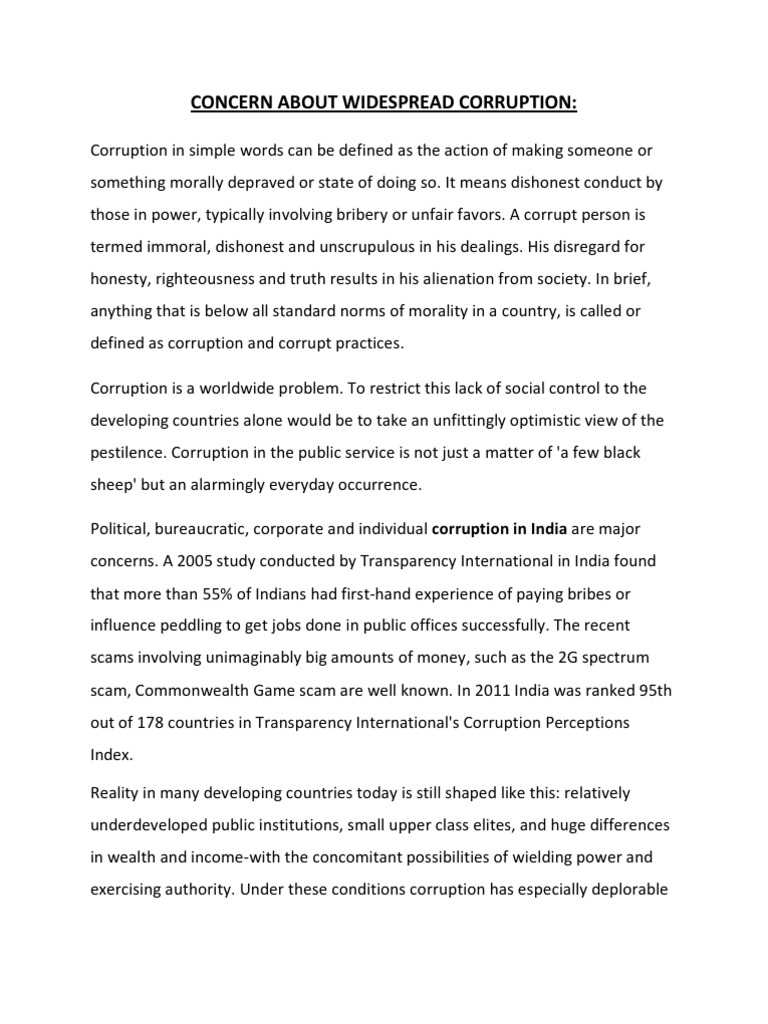 Concern About Widespread Corruption | PDF | Social Science