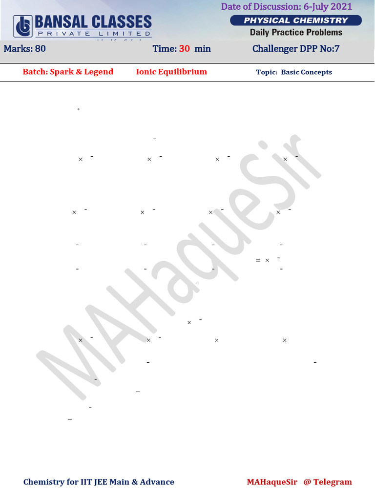 DPP 7 Ionic Equilibrium | PDF | Acid | Acid Dissociation Constant