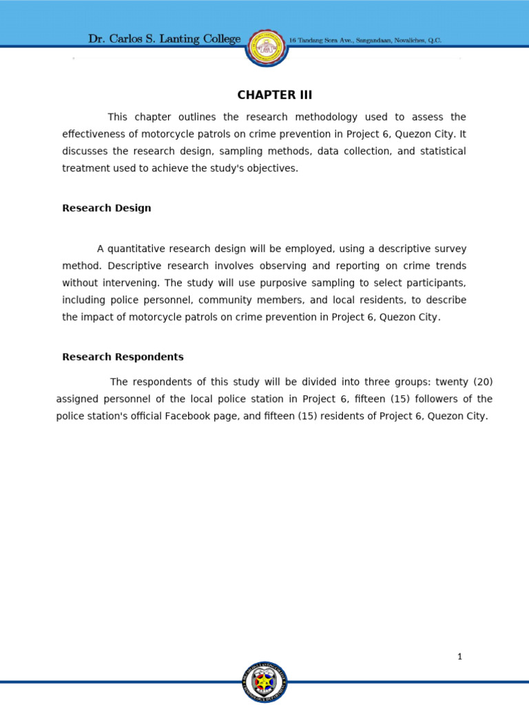 Chapter III | PDF | Survey Methodology | Standard Deviation