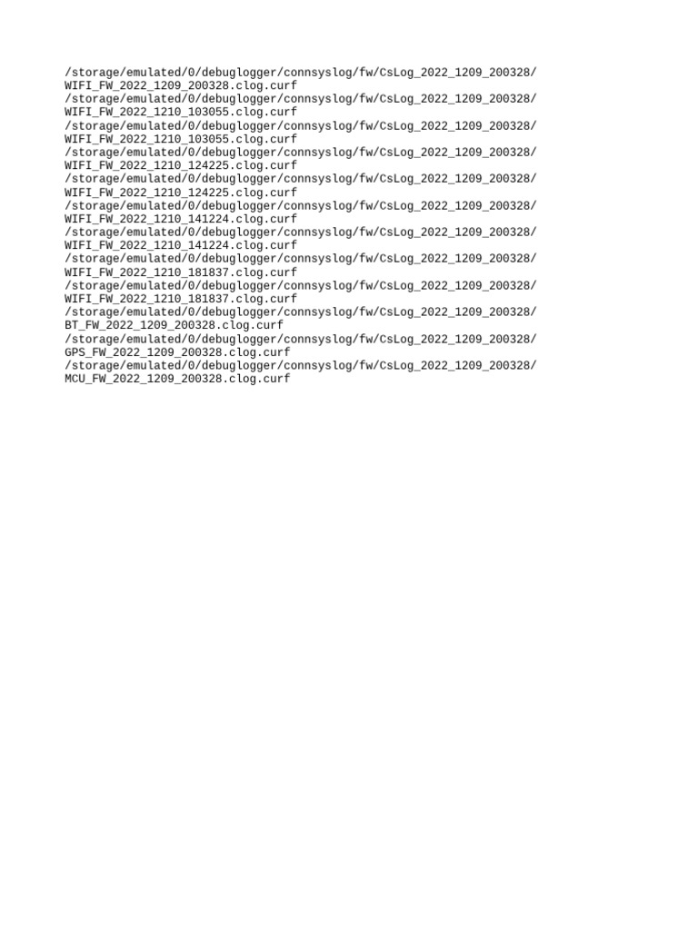 Firmware Logs: WiFi, BT, GPS, MCU | PDF