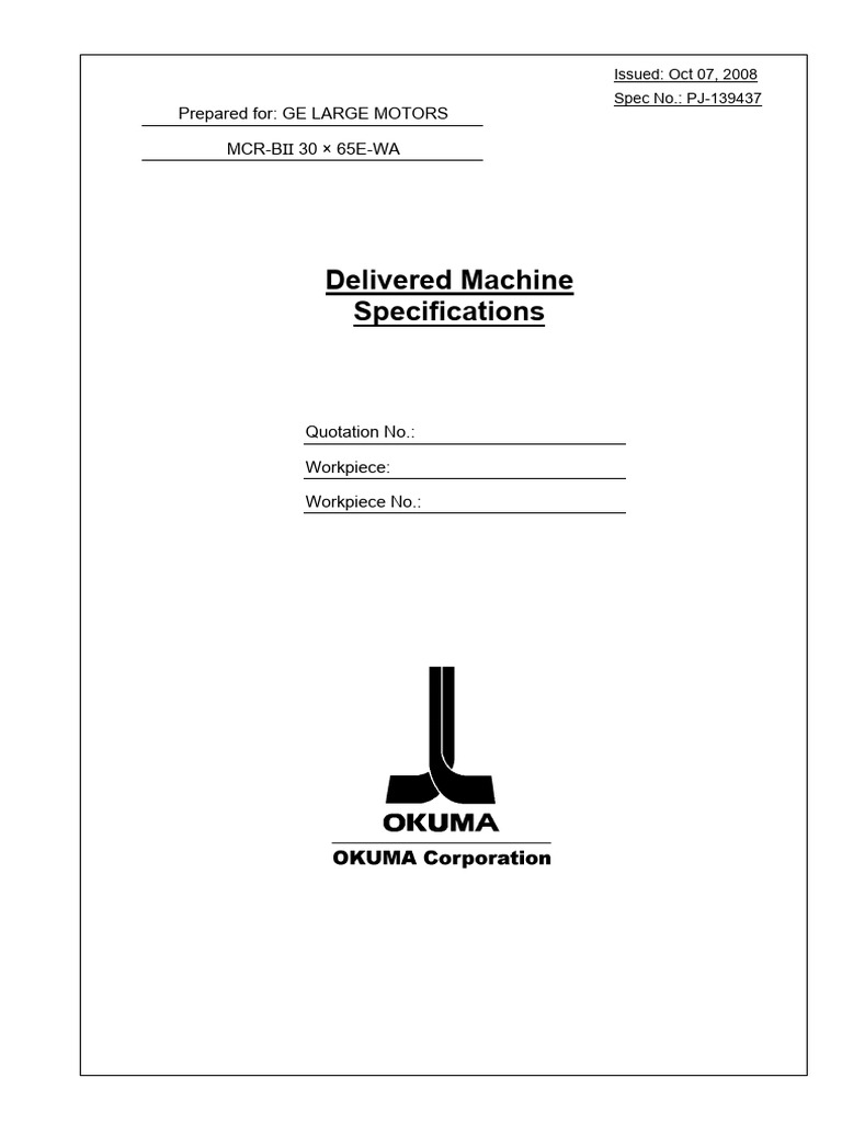 700 Okuma Mcr-II | PDF | Specification (Technical Standard) | Machining