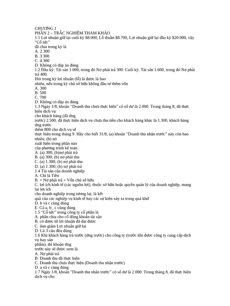 trắc nghiệm nlkt tổng hợp 1 | PDF