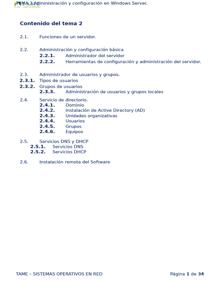 So Red - Tema 2 Administracion y Configuracion en Windows Server | PDF | sistema de nombres de ...