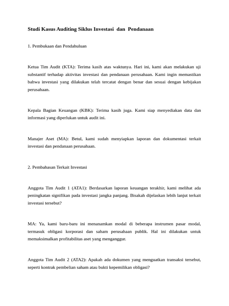 Auditing Siklus Investasi Dan Pendanaan Kelompok 5 | PDF