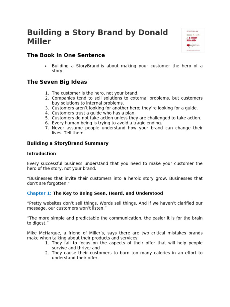 Building A Story Brand by Donald Miller | PDF | Brand