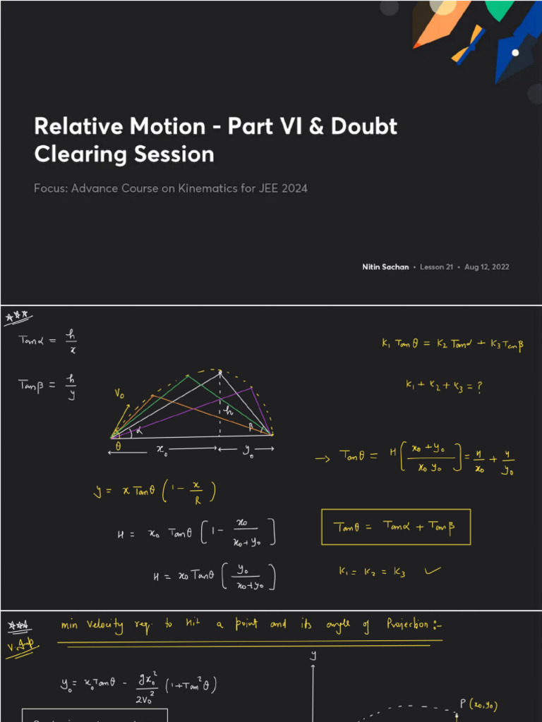 Relative Motion Part VI Doubt Clearing Session With Anno | PDF