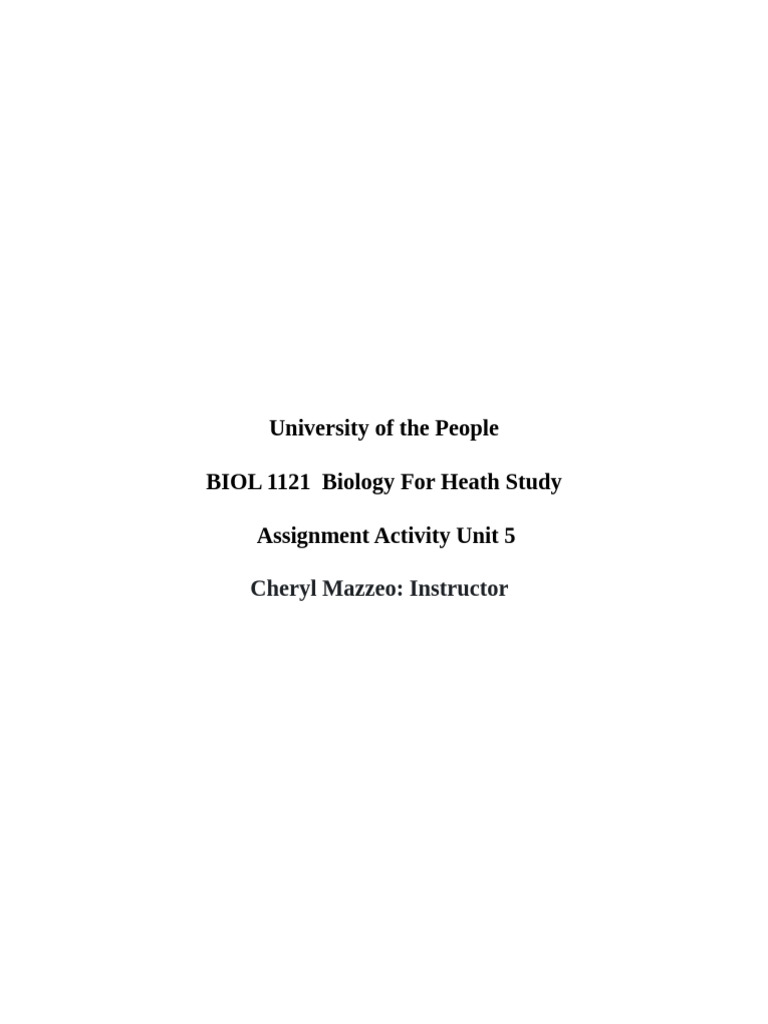 BIOL 1121 Assignment Activity Unit 5R | PDF | Cell Signaling | Biofilm