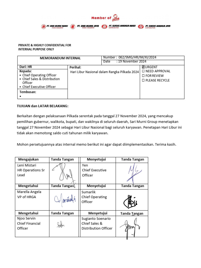 IM Libur Pilkada 2024 | PDF