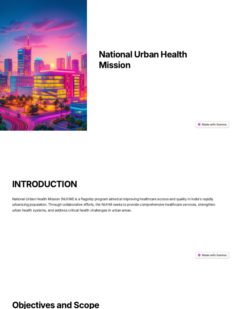 National Urban Health Mission Overview | PDF | Health Care | Social ...
