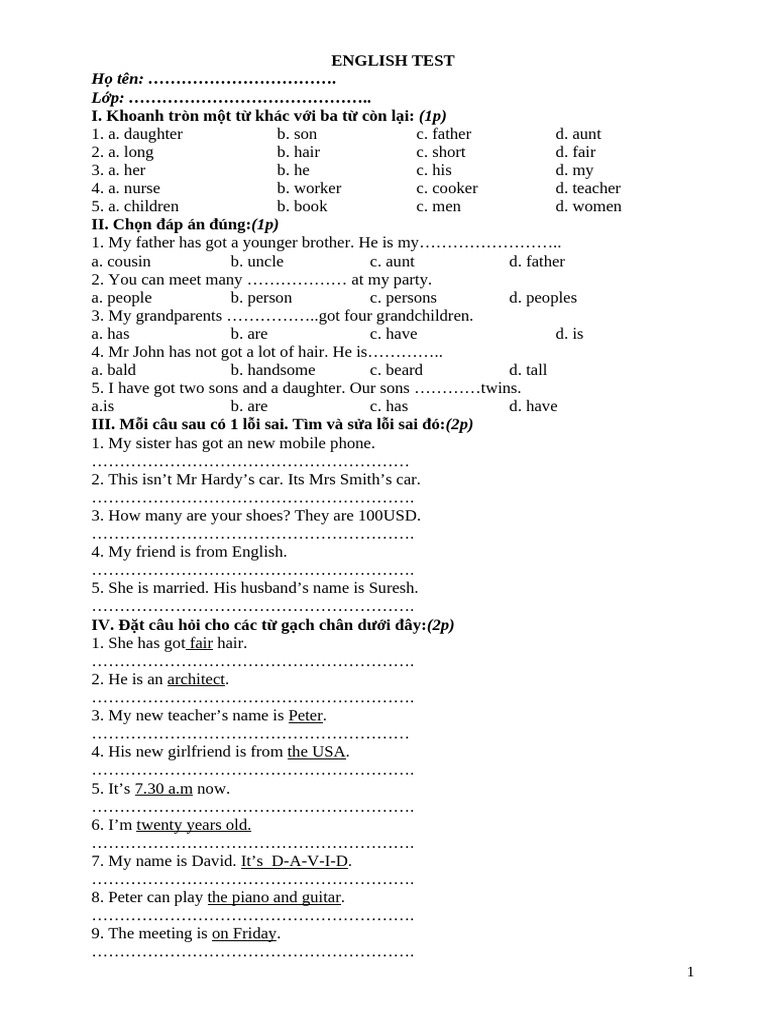 English Test | PDF