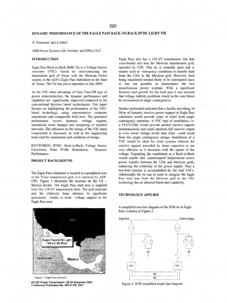 Dynamic Performance of The Eagle Pass Back-To-back HVDC Light Tie | PDF ...