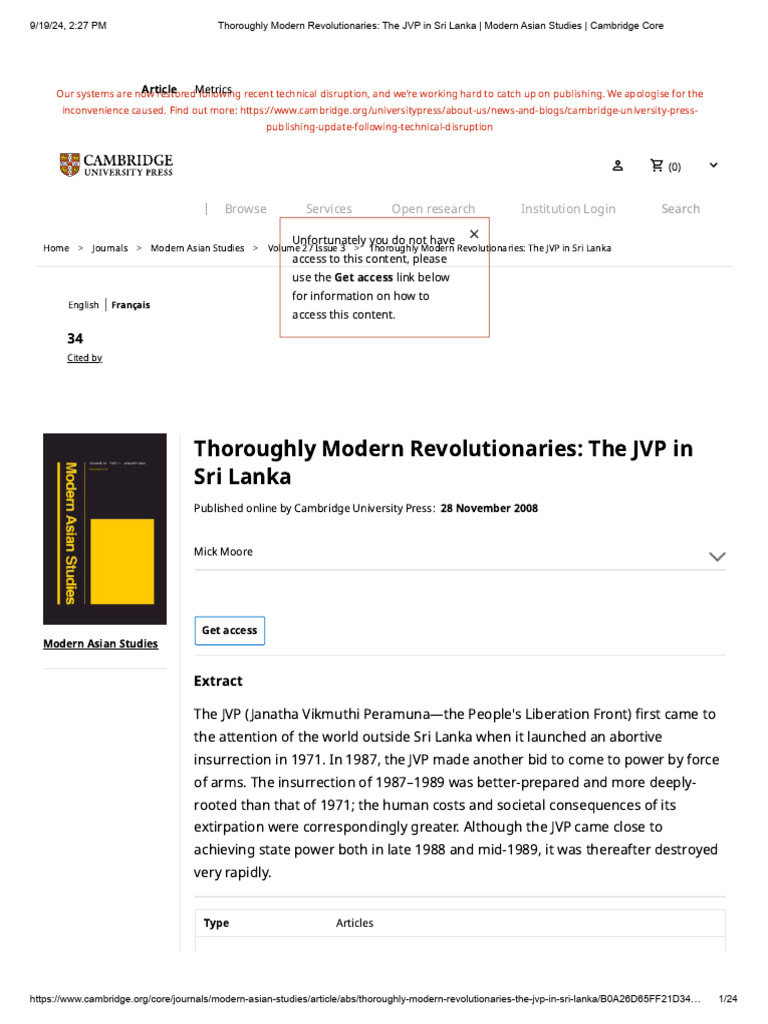 Thoroughly Modern Revolutionaries - The JVP in Sri Lanka - Modern Asian ...