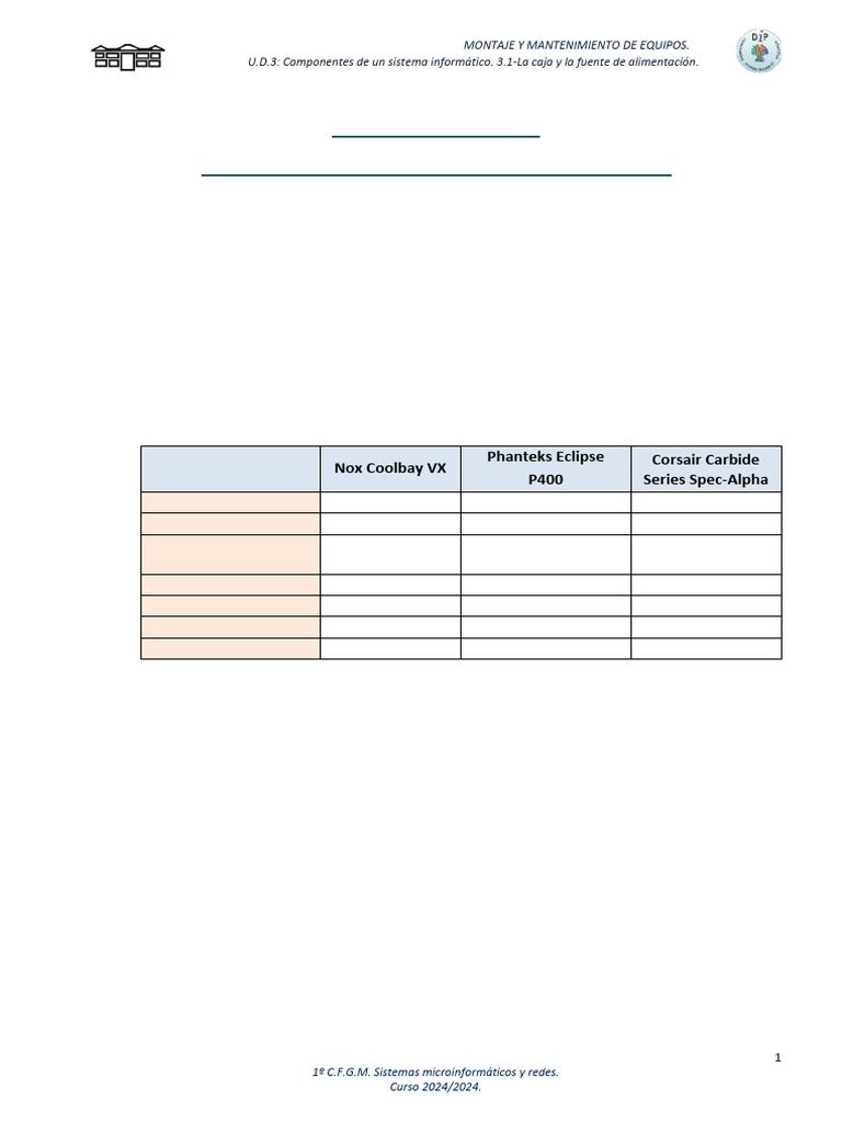 Ejercicios UD3.1 La Caja y La Fuente | PDF | Fuente de alimentación | Informática