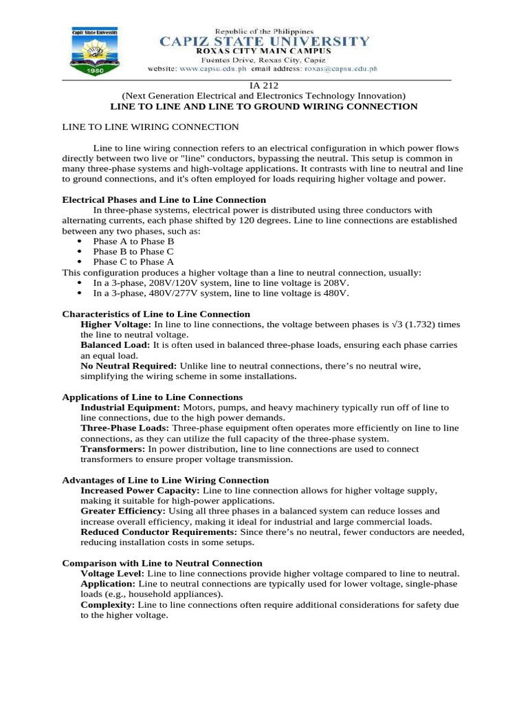 Line to Line and Ground Wiring Overview | PDF | Electrical Wiring ...